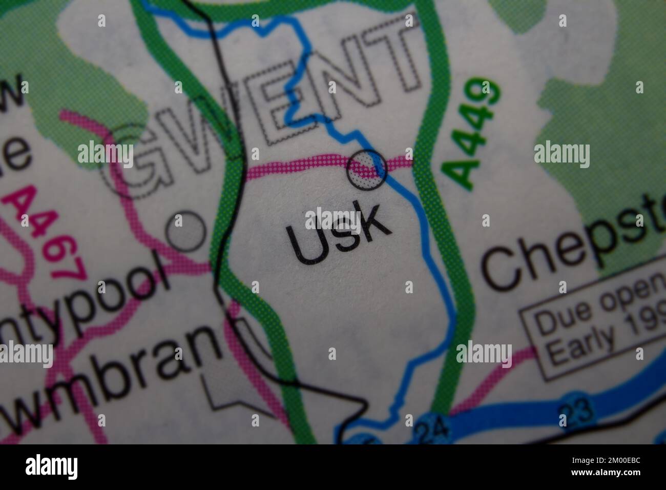 Usk, United Kingdom atlas map town name Stock Photo - Alamy