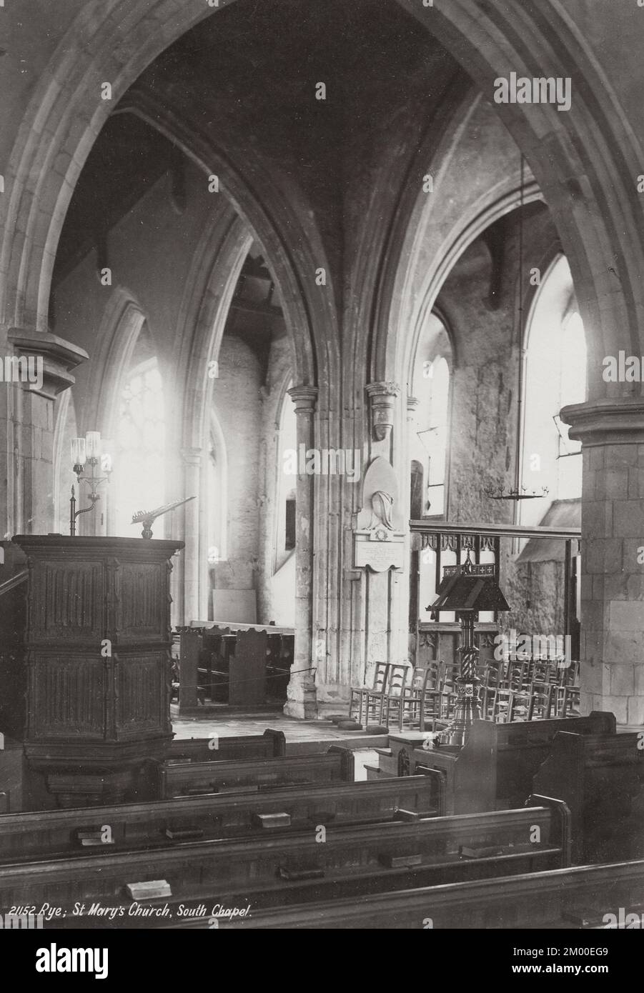 Vintage photograph - 1889 - Interior of St Mary's Church, Rye, East ...