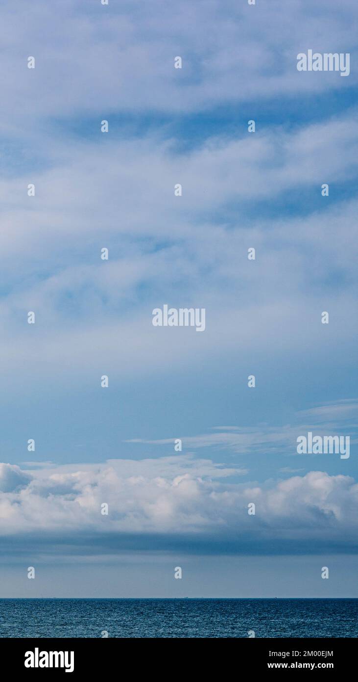 BANNER, VERTICAL STORY Atmosphere panorama white cloud clear blue sky ...