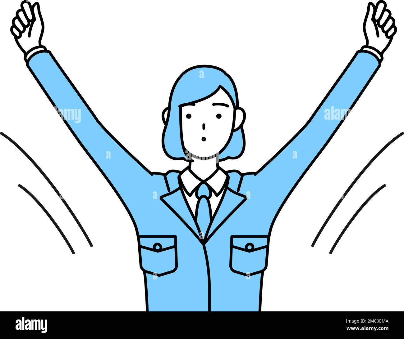 Simple line drawing illustration of a woman in work wear taking a deep ...