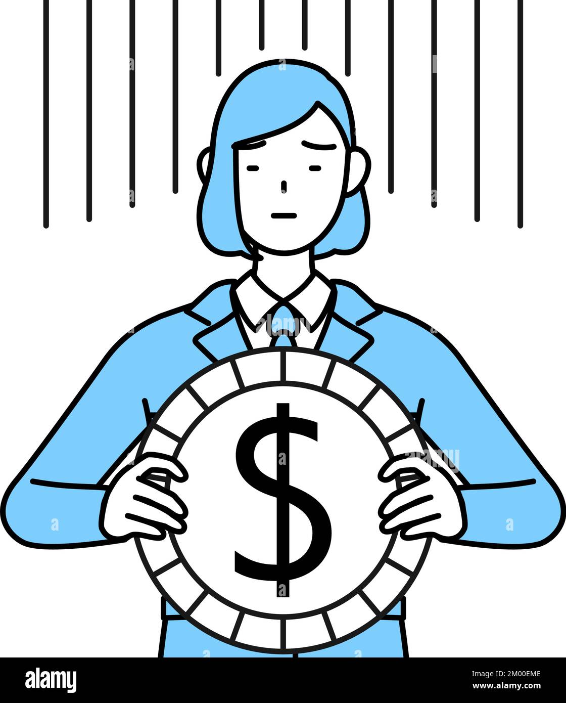 Simple line drawing illustration of a woman in work wear, an image of ...