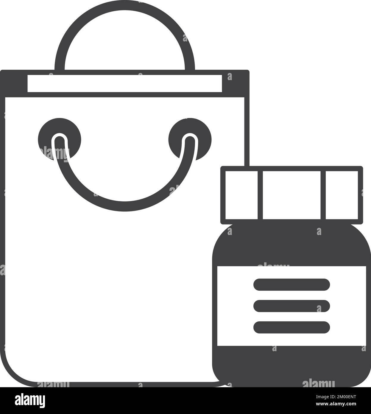 Pill bottles and bags illustration in minimal style isolated on ...