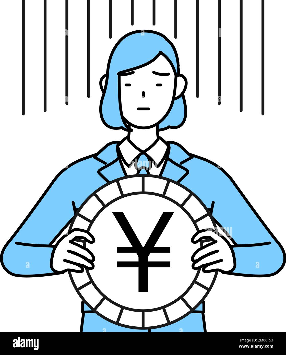 Simple line drawing illustration of a woman in work wear, an image of ...