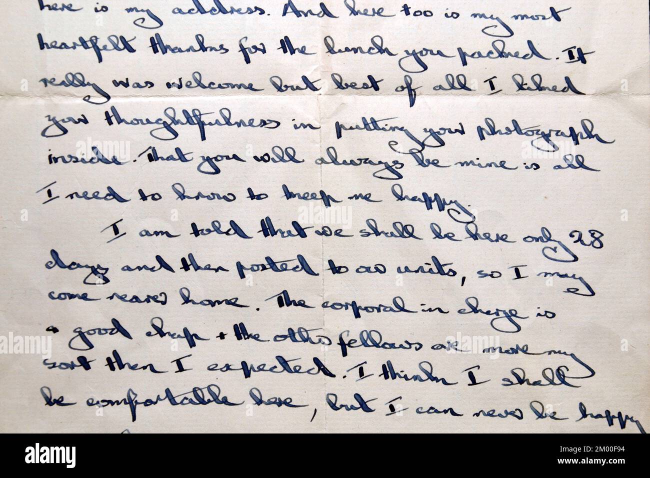 Extract of an antique, old,1940's handwritten letter Stock Photo - Alamy