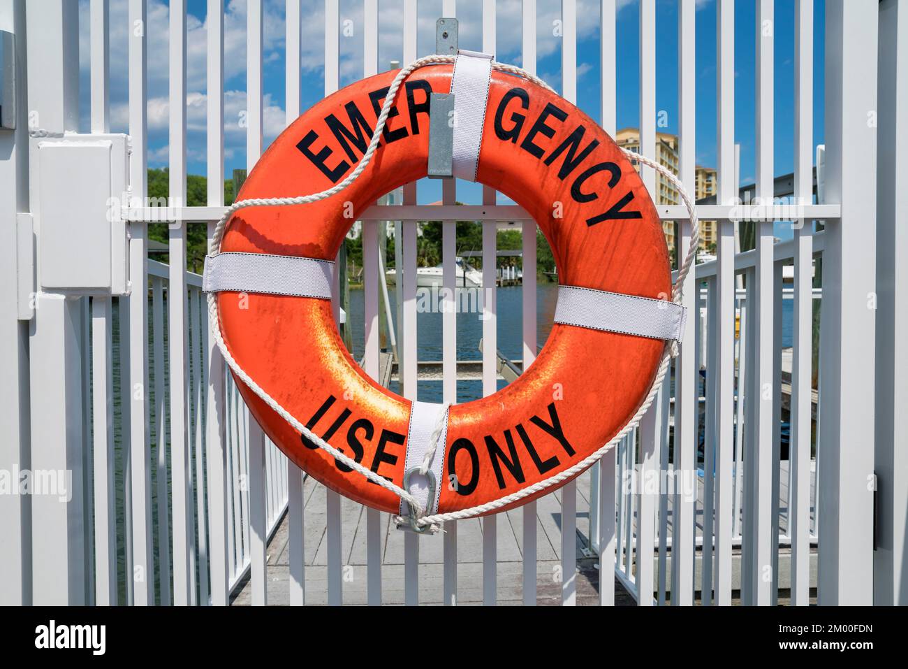 Destin, Florida- Lifebuoy ring with Emergency Use Only lettering ...