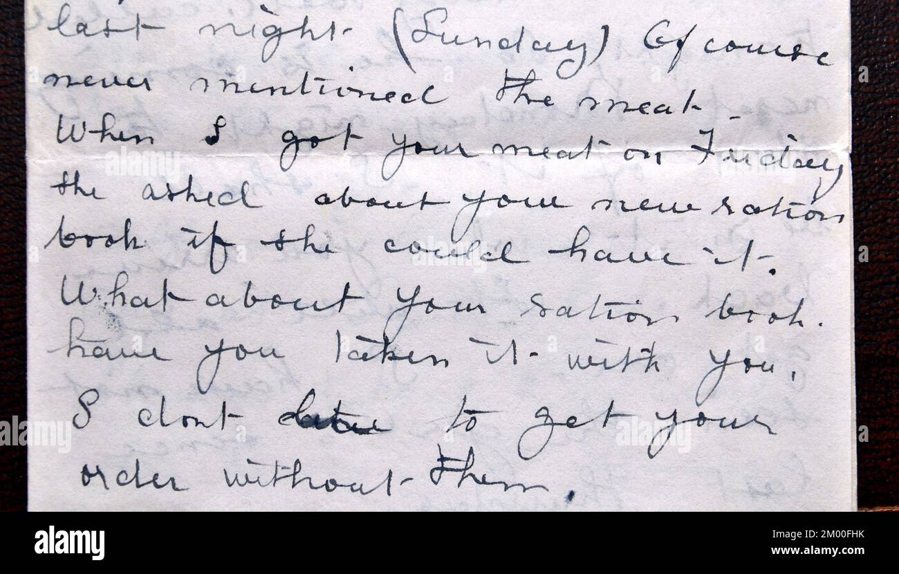 Extract of an antique, old,1940's handwritten letter Stock Photo - Alamy