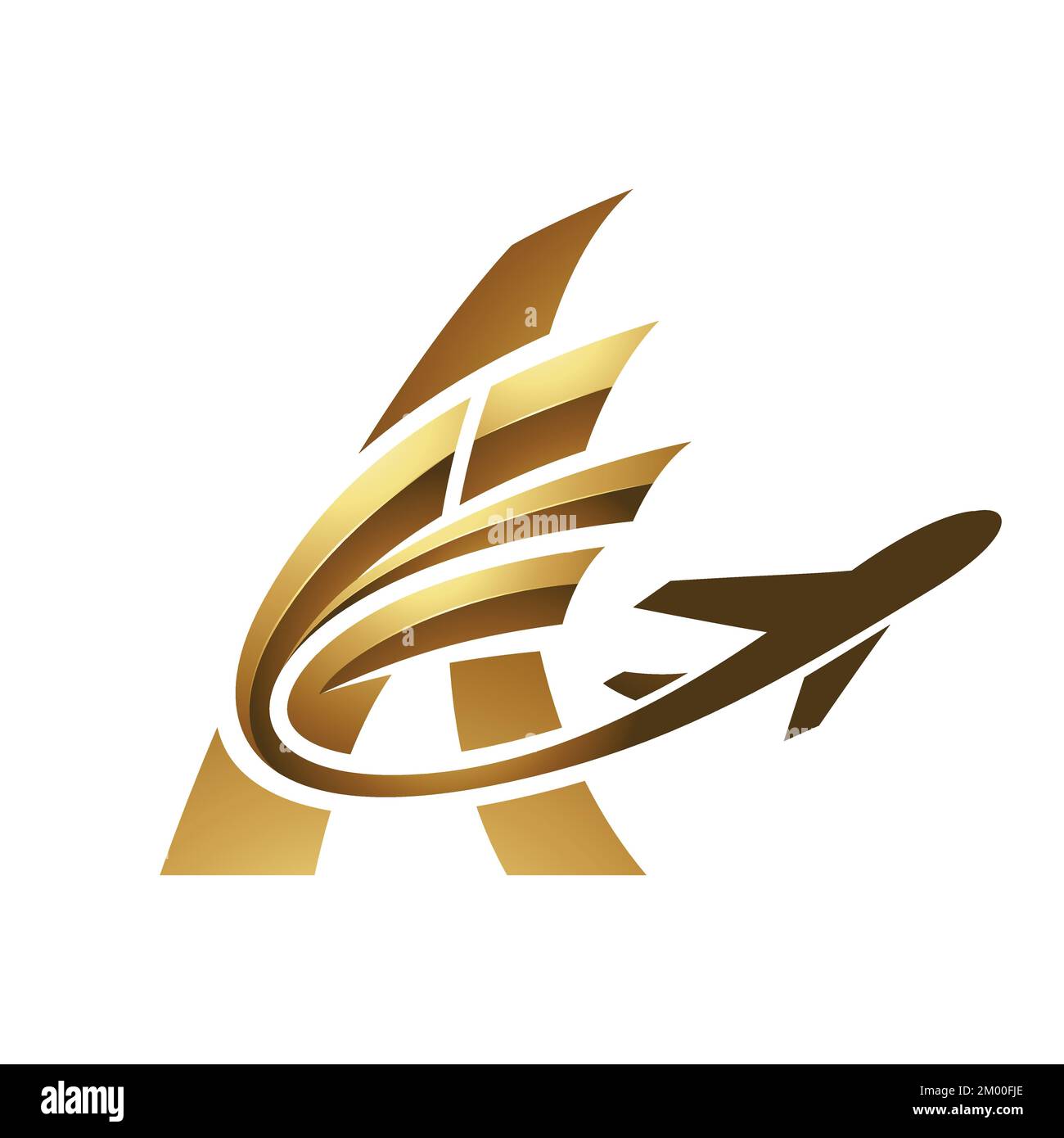 Illustration of Airplane with Glossy Tail Flying Over a Golden Letter A ...