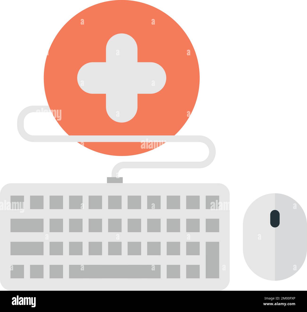 Keyboard and hospital symbols illustration in minimal style isolated on ...
