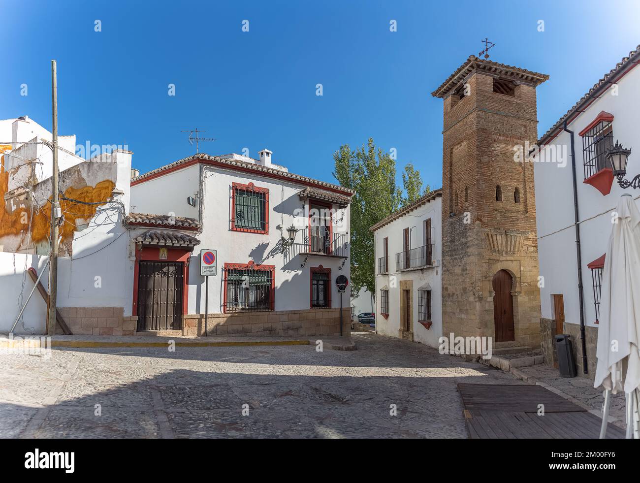 Ronda Málaga Spain - 09 16 2021: View at the Minaret of San Sebastian ...