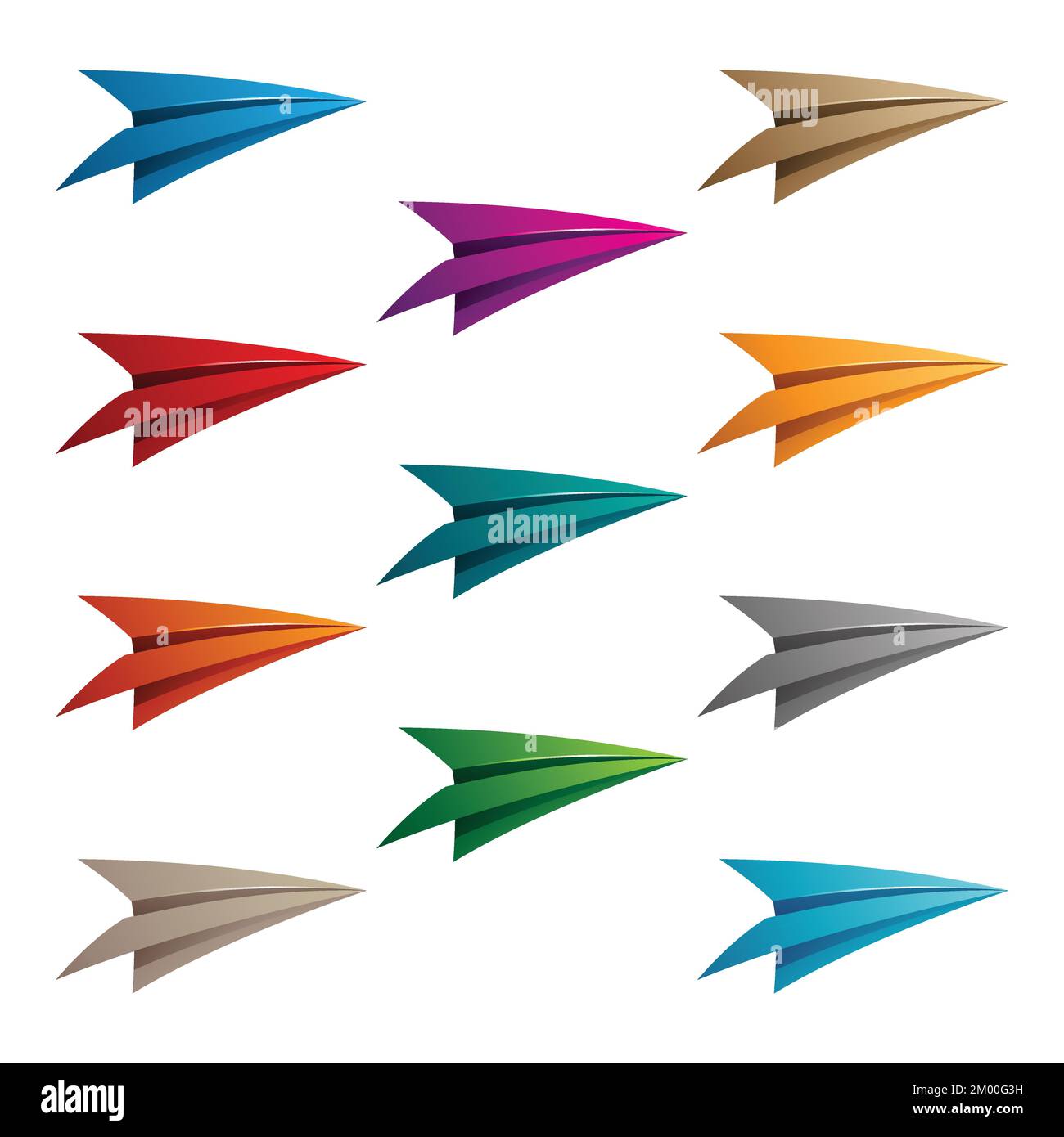 Illustration of Colorful Paper Planes isolated on a White Background ...
