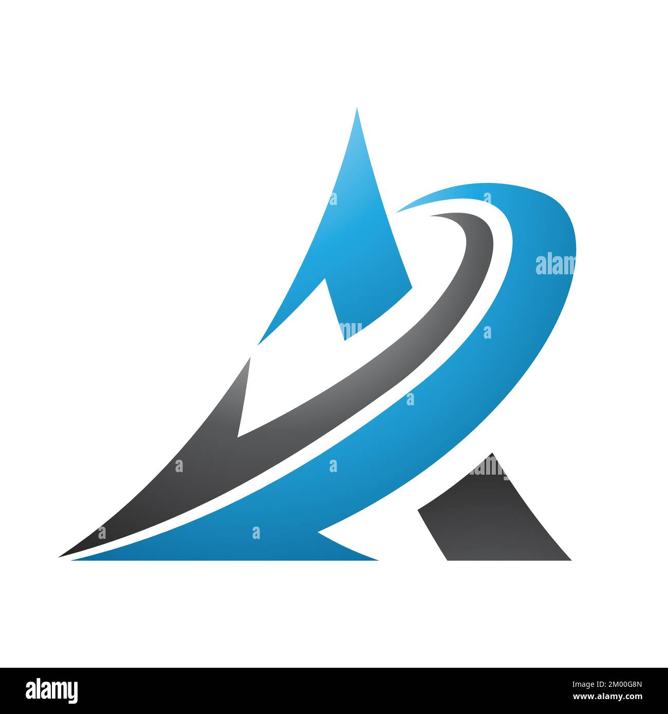 Illustration of Curved Blue and Black Triangle with an Arrow isolated ...