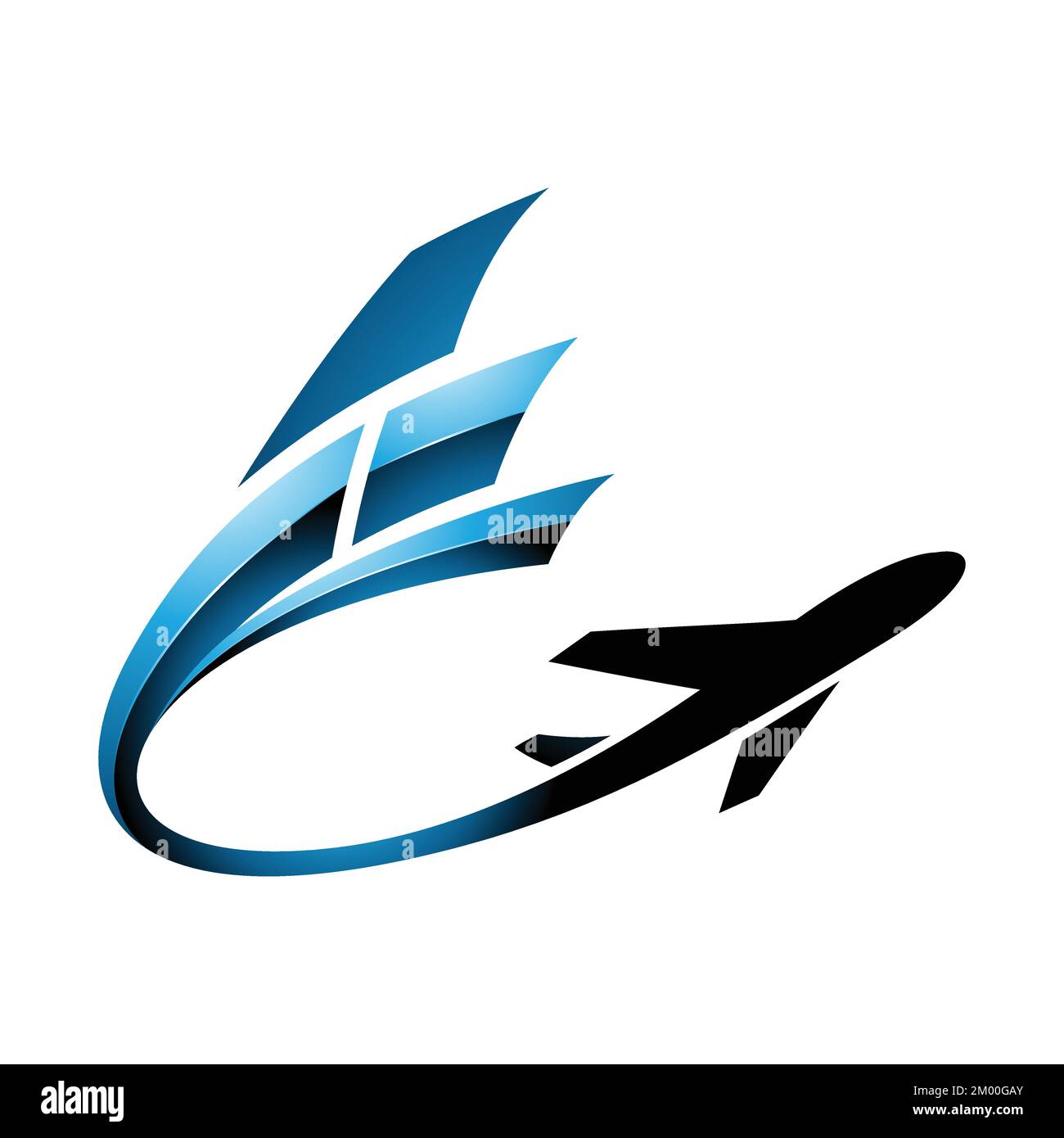 Illustration of Airplane with a Long Glossy Blue Tail isolated on a ...