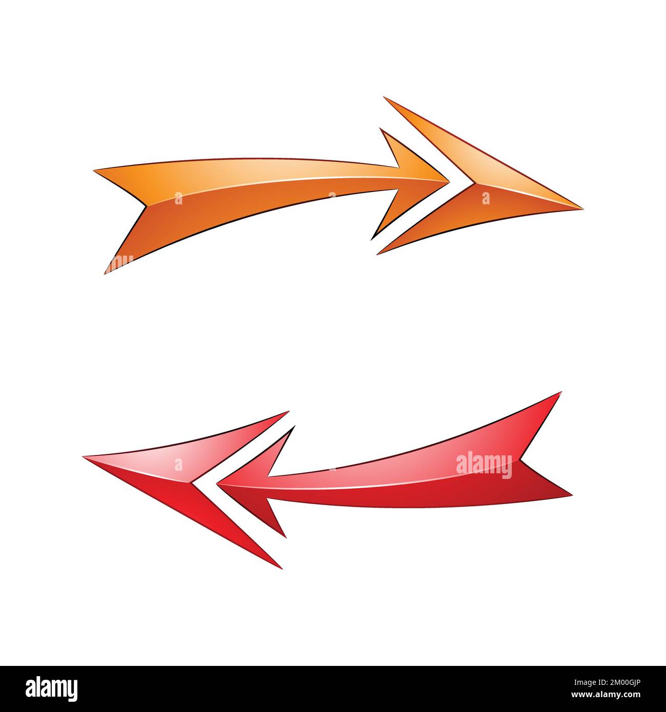Illustration of Glossy Refresh Arrows in Orange and Red Colors isolated ...