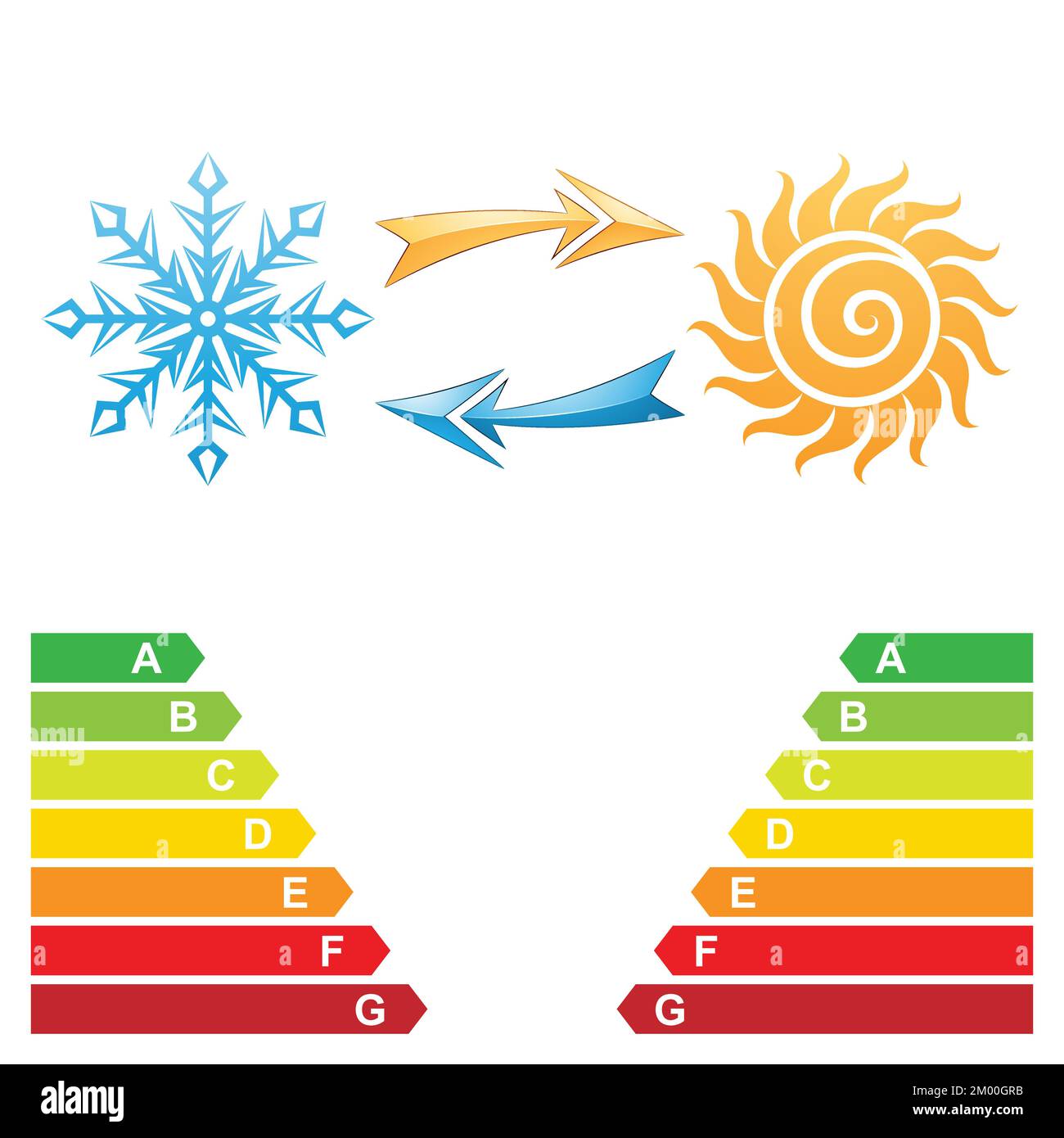 Illustration of Air Conditioning Snowflake and Sun Symbol with Energy ...