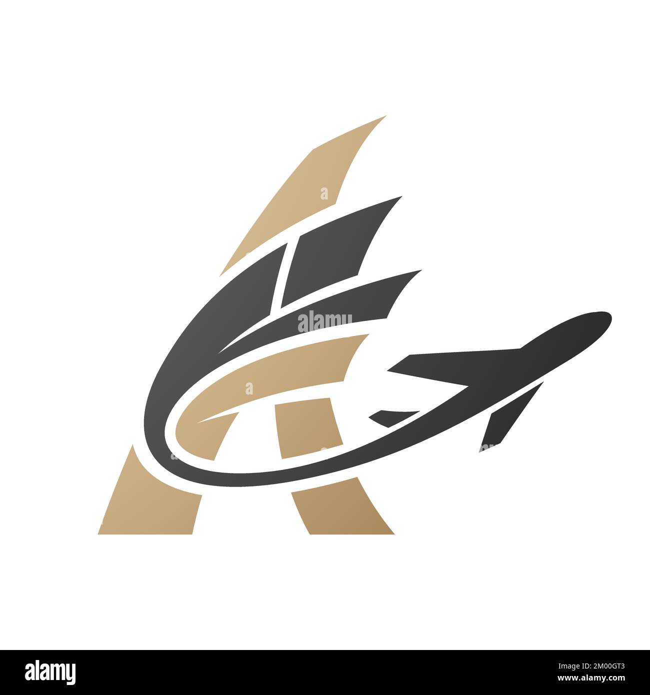 Illustration of Airplane with Tail Flying Over a Beige Letter A ...