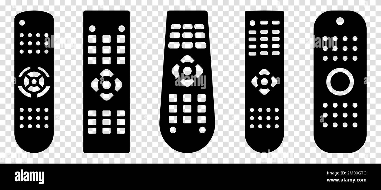 TV remote control icons. Vector illustration isolated on transparent ...
