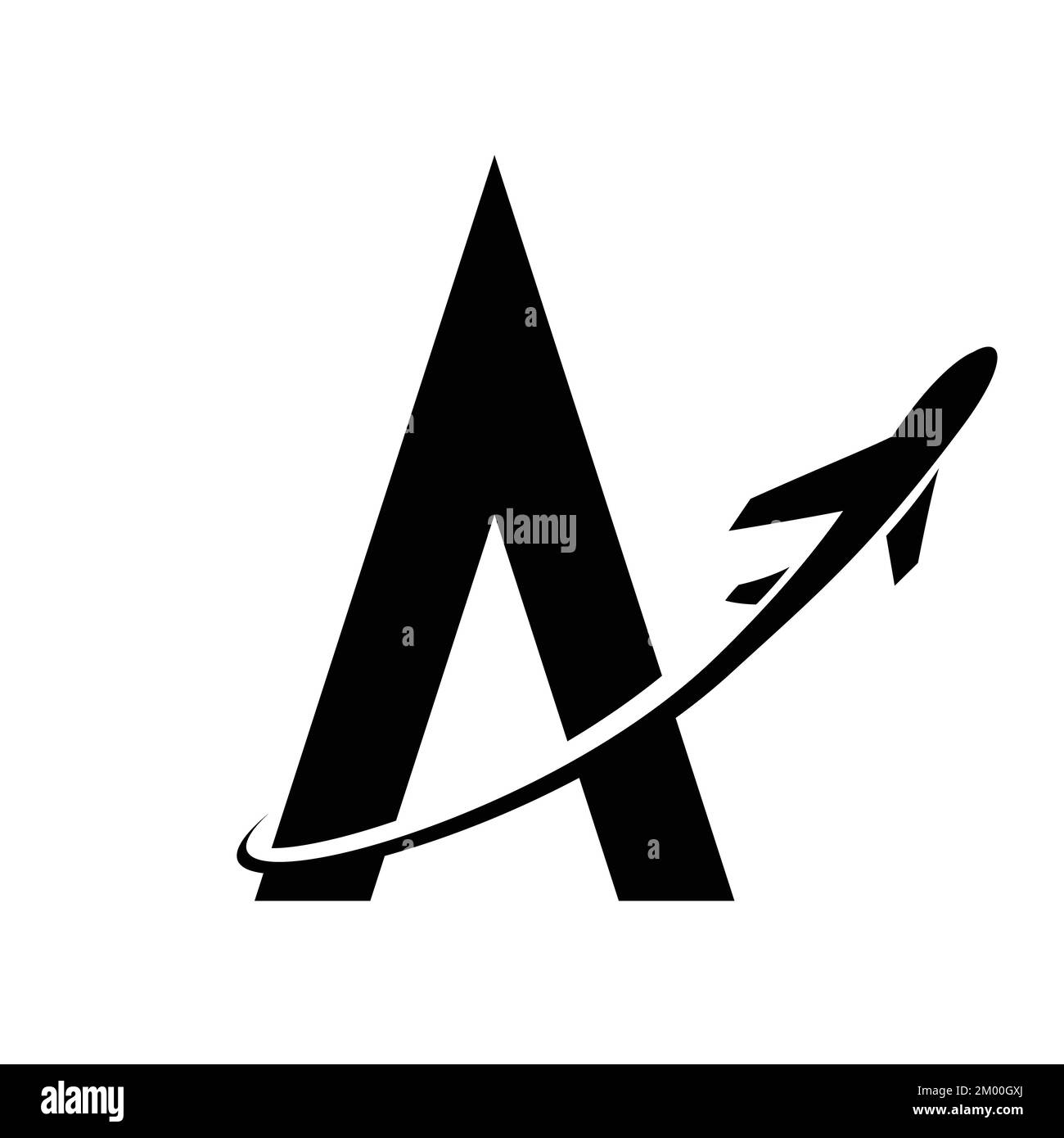 Illustration of Black Airplane and Letter A - Version 2 isolated on a ...