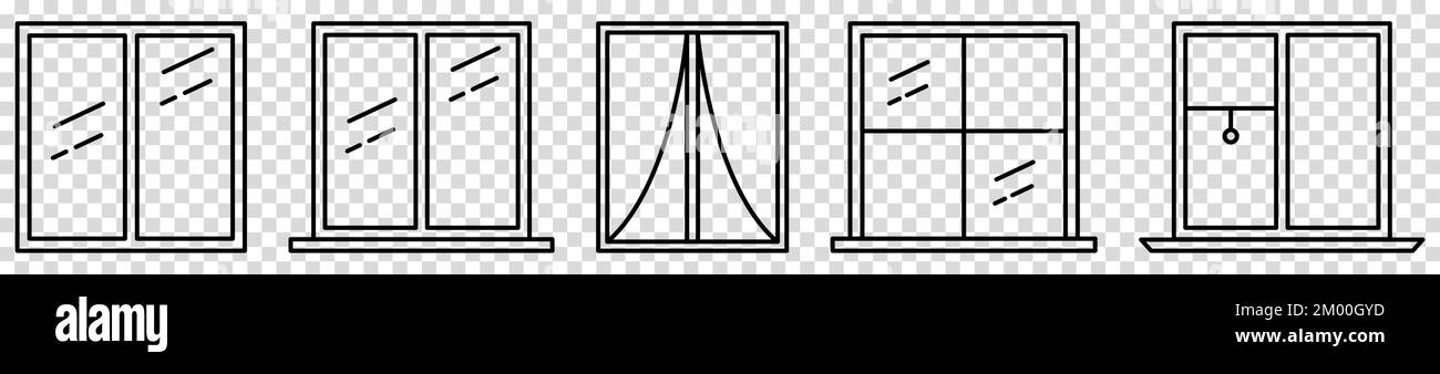 Windows frames line icon set. Vector illustration isolated on ...