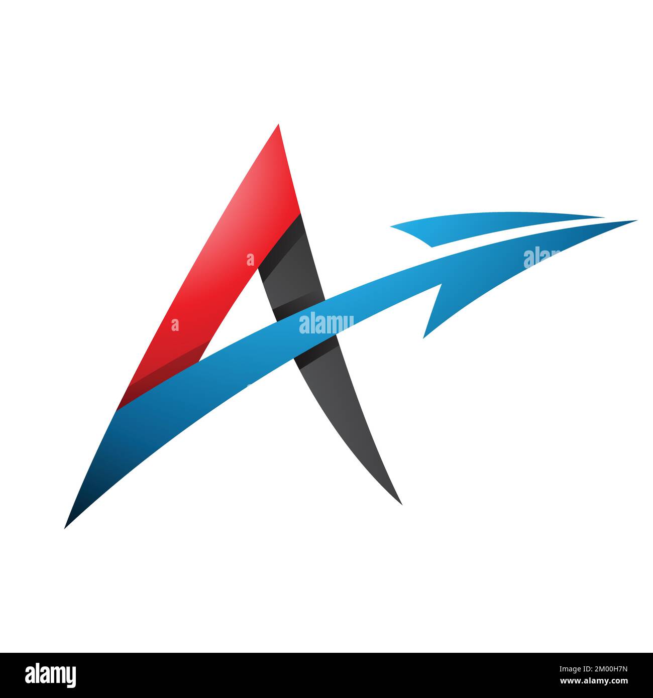 Illustration of Spiky Shaded Letter A with a Diagonal Arrow in Black ...