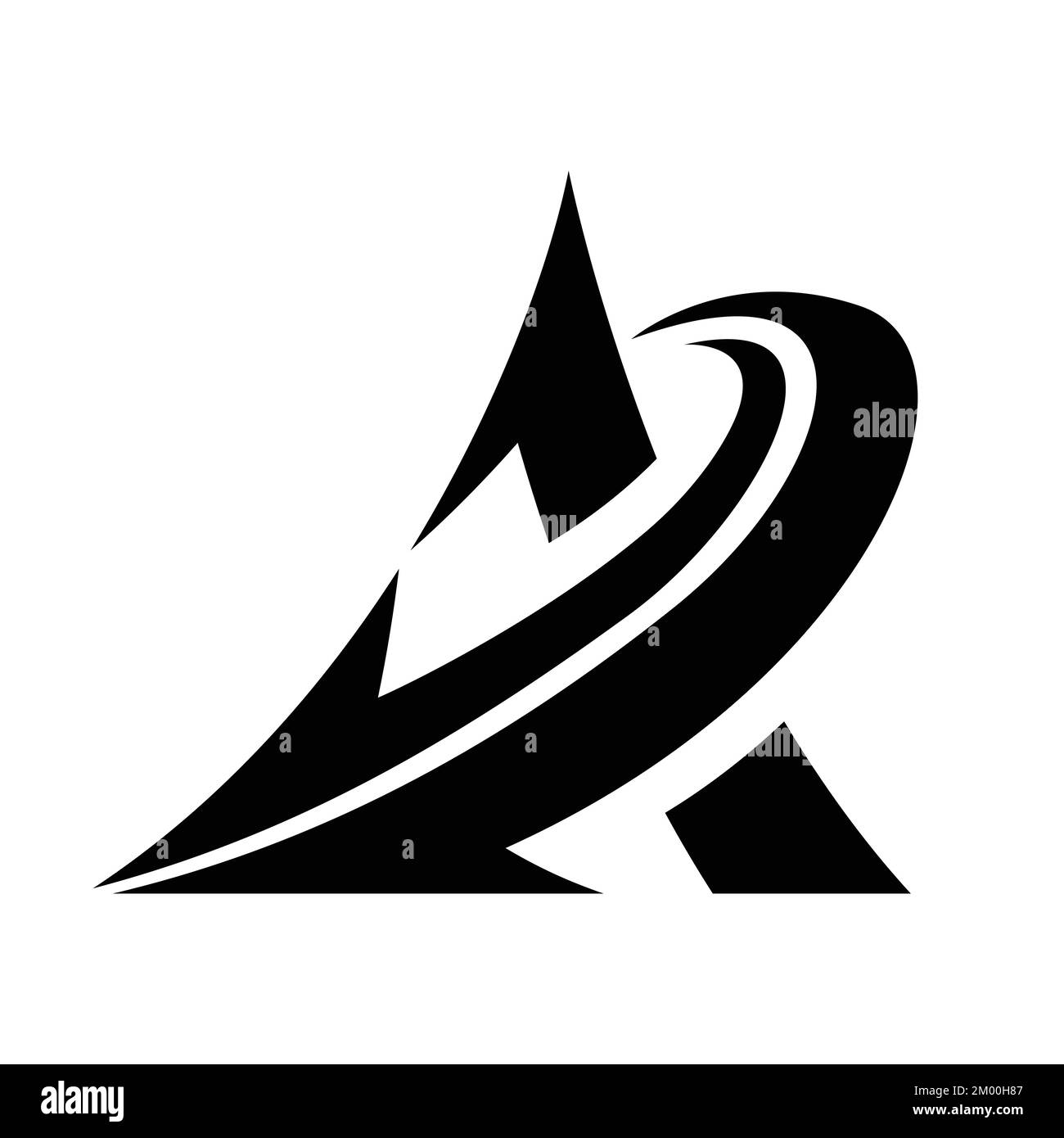 Illustration of Curved Black Triangle with an Arrow isolated on a White ...