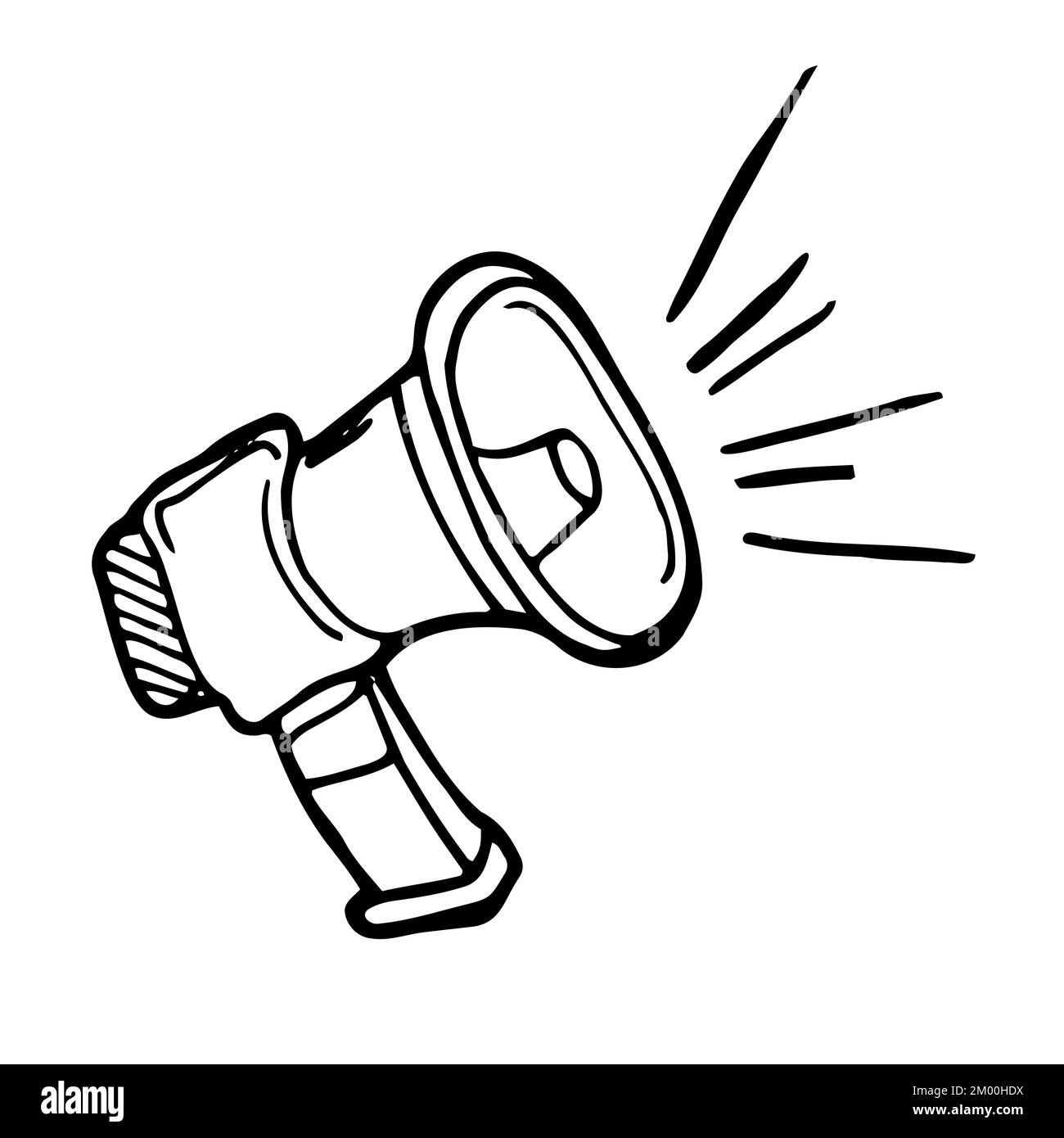 Megaphone doodle illustration, hand drawn loudspeaker icon. Vector illustration Stock Vector ...