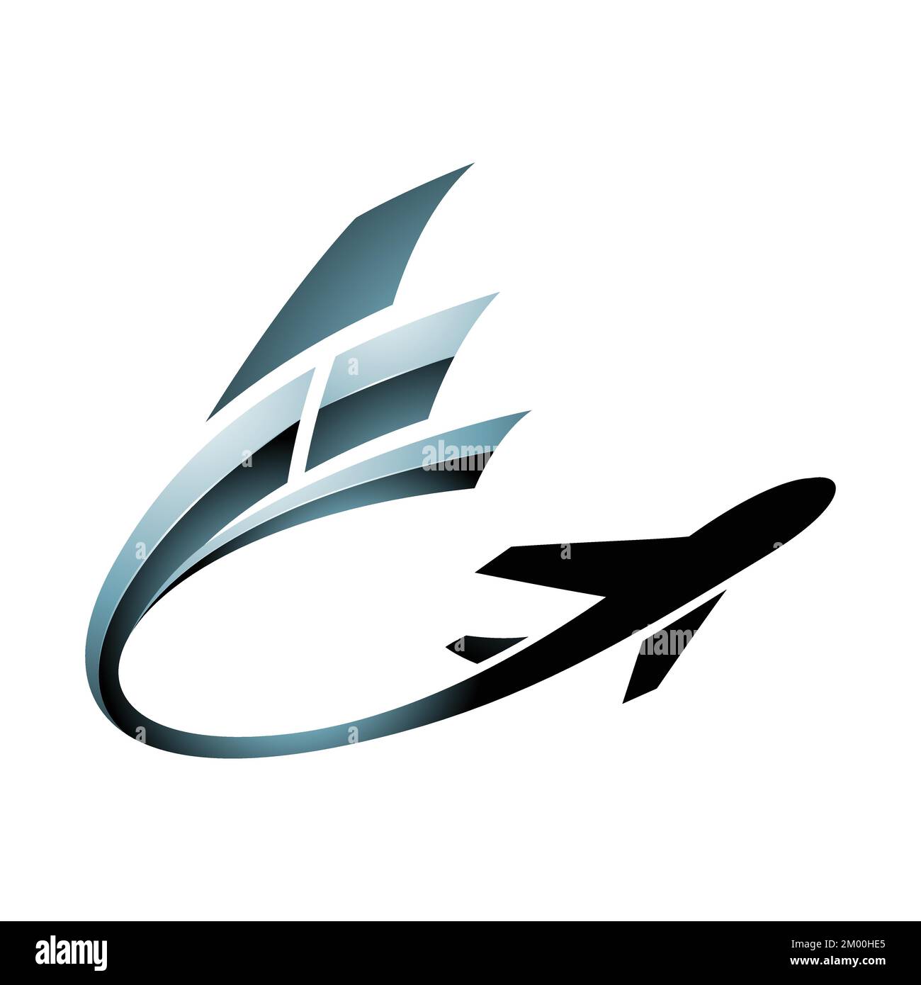 Illustration of Airplane with a Long Glossy Grey Tail isolated on a ...