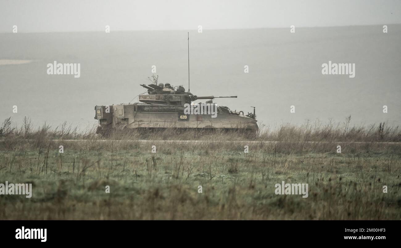 British army Warrior FV510 infantry fighting vehicle in action on a ...