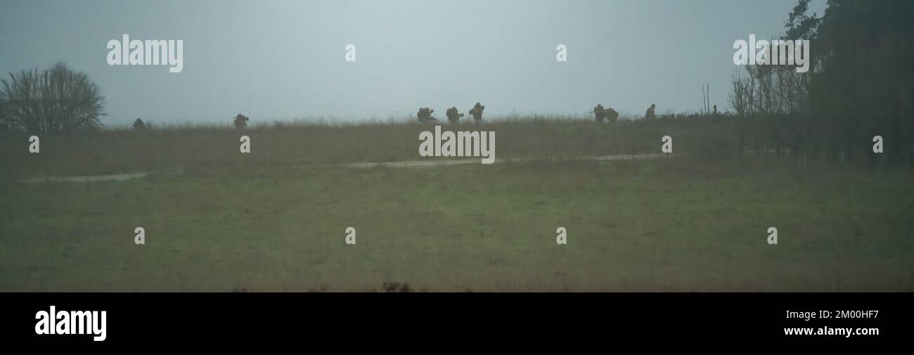 a unit of British army soldiers on a 40kg loaded march tab military ...