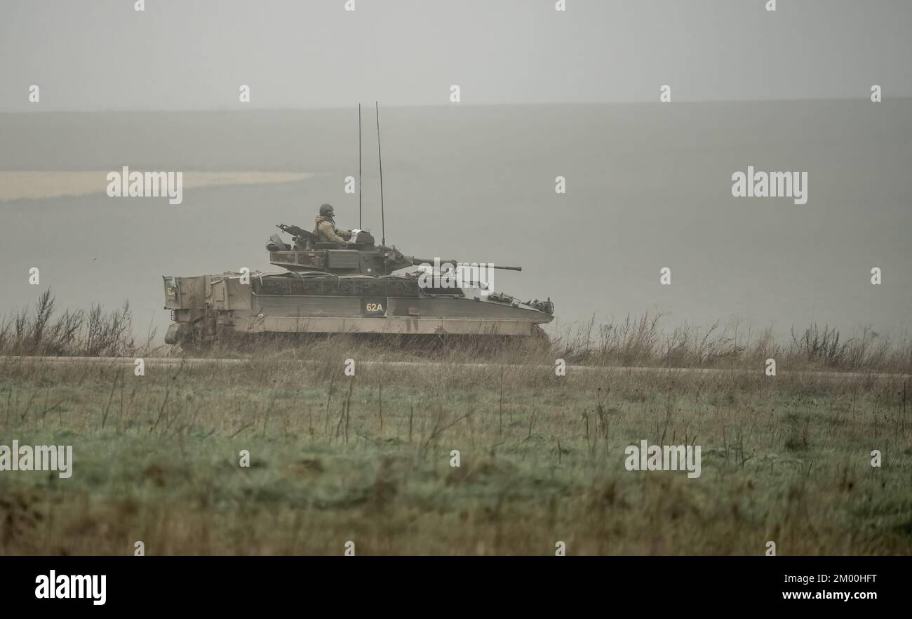 British army Warrior FV510 infantry fighting vehicle in action on a ...