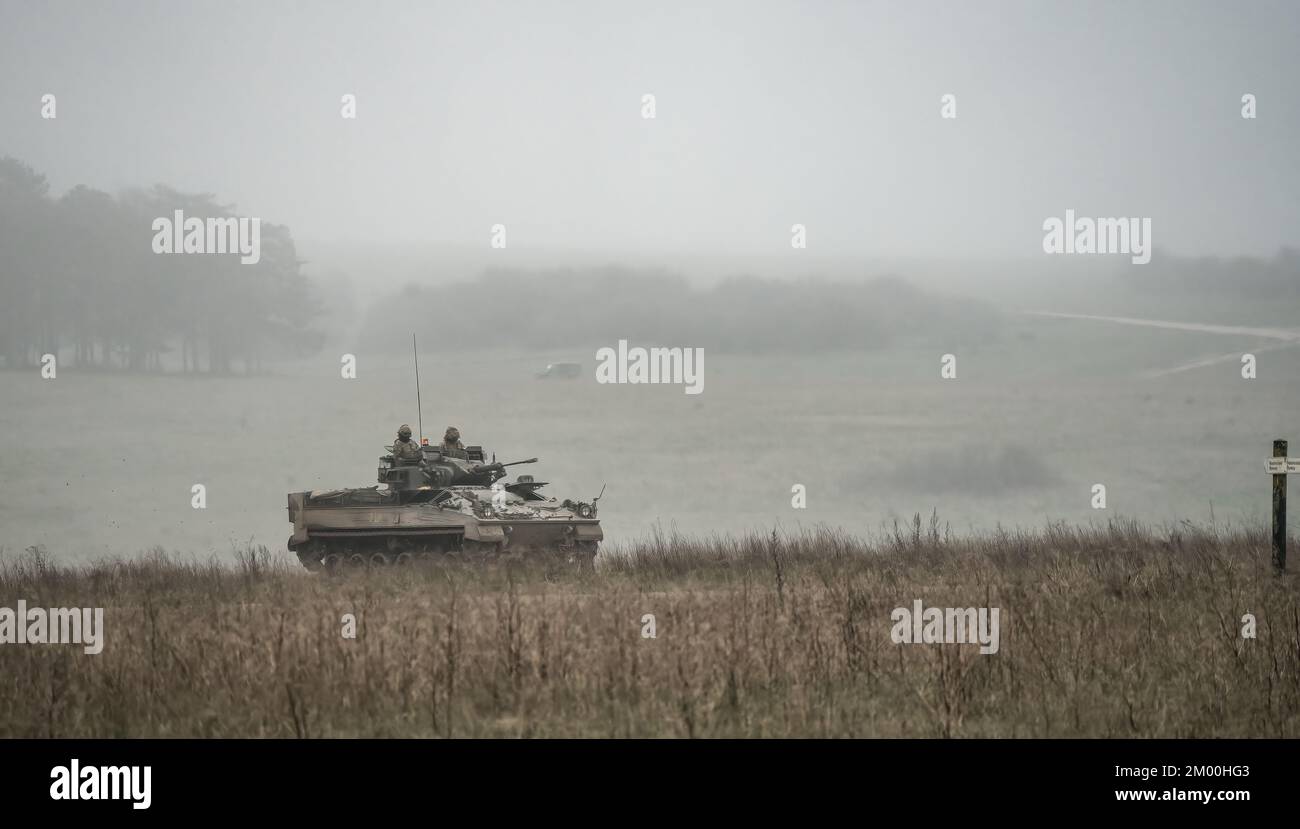 British army Warrior FV510 infantry fighting vehicle in action on a ...