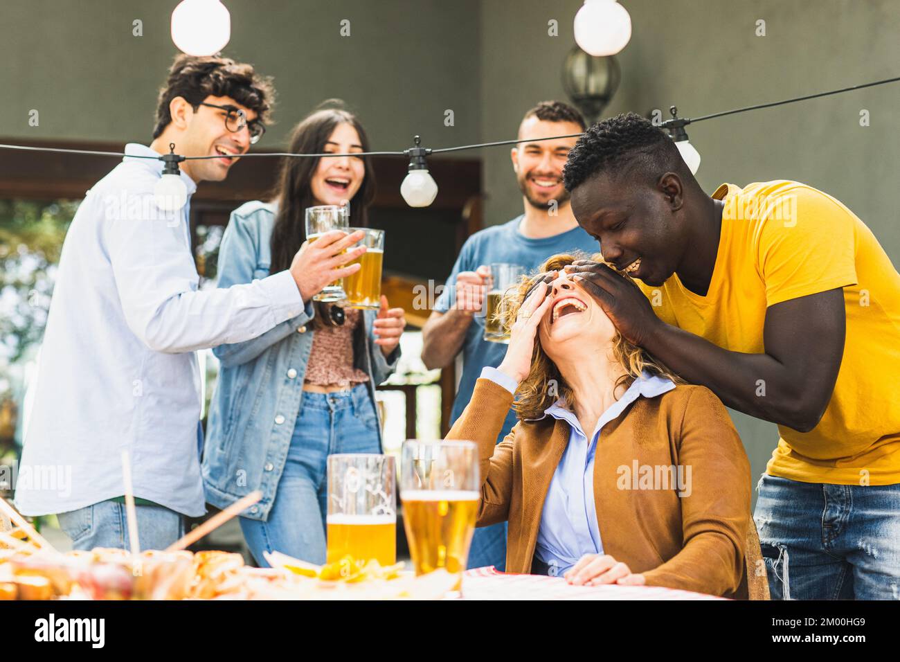 Moments of celebration in the family, young adoptive son covers his ...