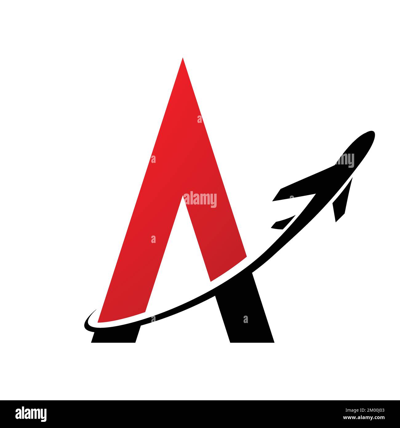 Illustration of Black and Red Letter A with an Airplane isolated on a ...