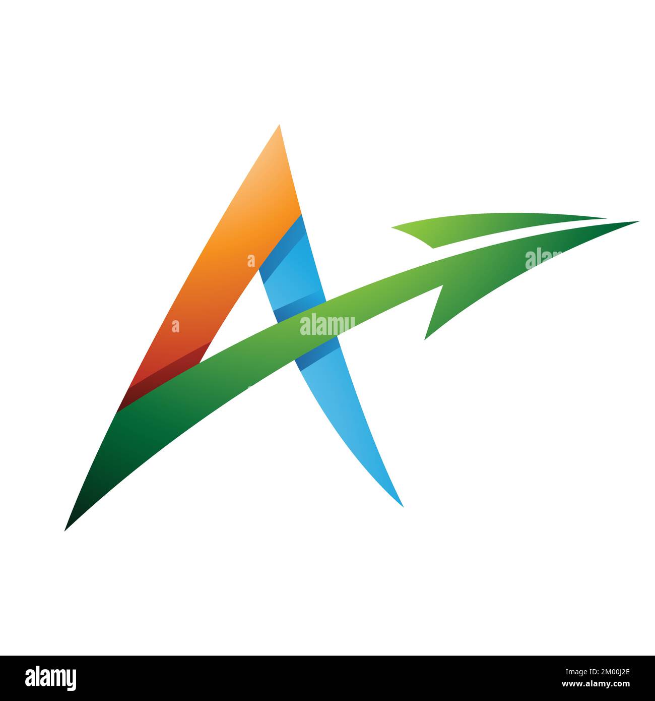 Illustration of Spiky Shaded Letter A with a Diagonal Arrow in Blue ...