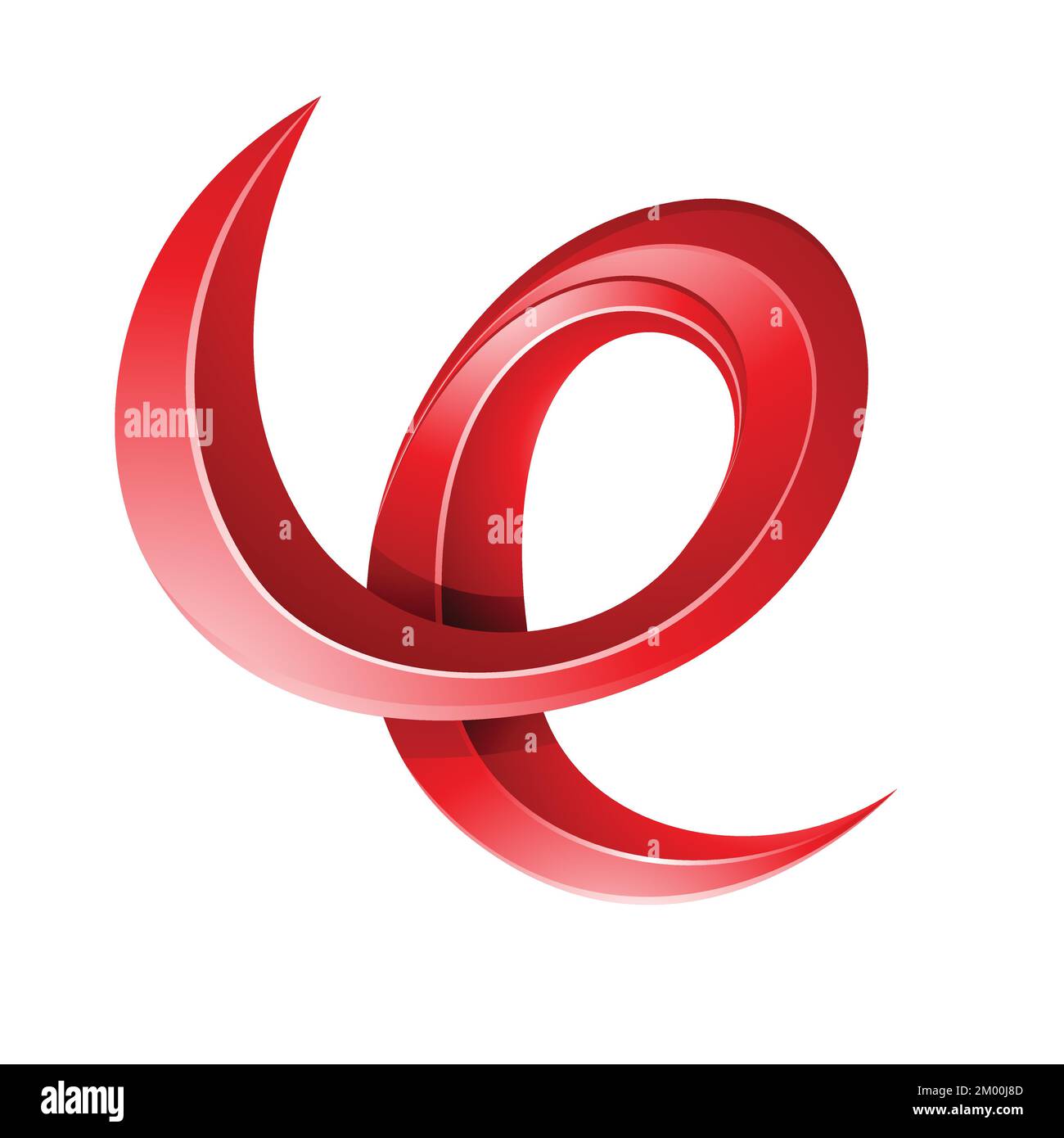 Swirly Glossy Embossed Letter E in Red isolated on a White Background ...
