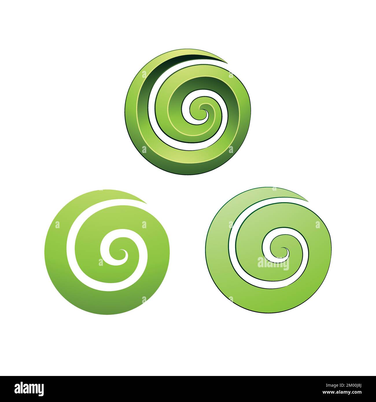 Illustration of Swirly Round Green Shapes isolated on a White ...