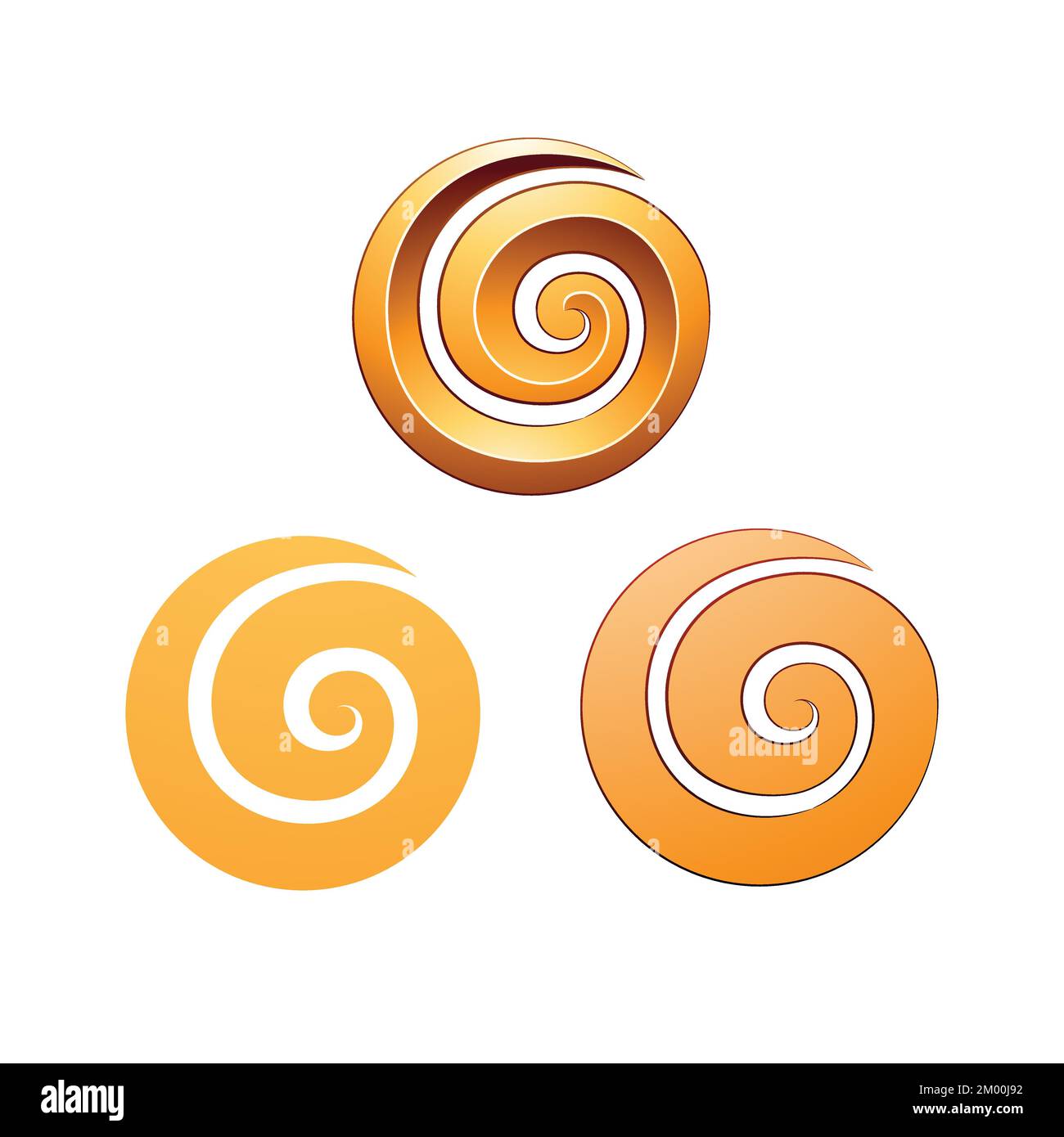Illustration of Swirly Round Orange Shapes isolated on a White ...