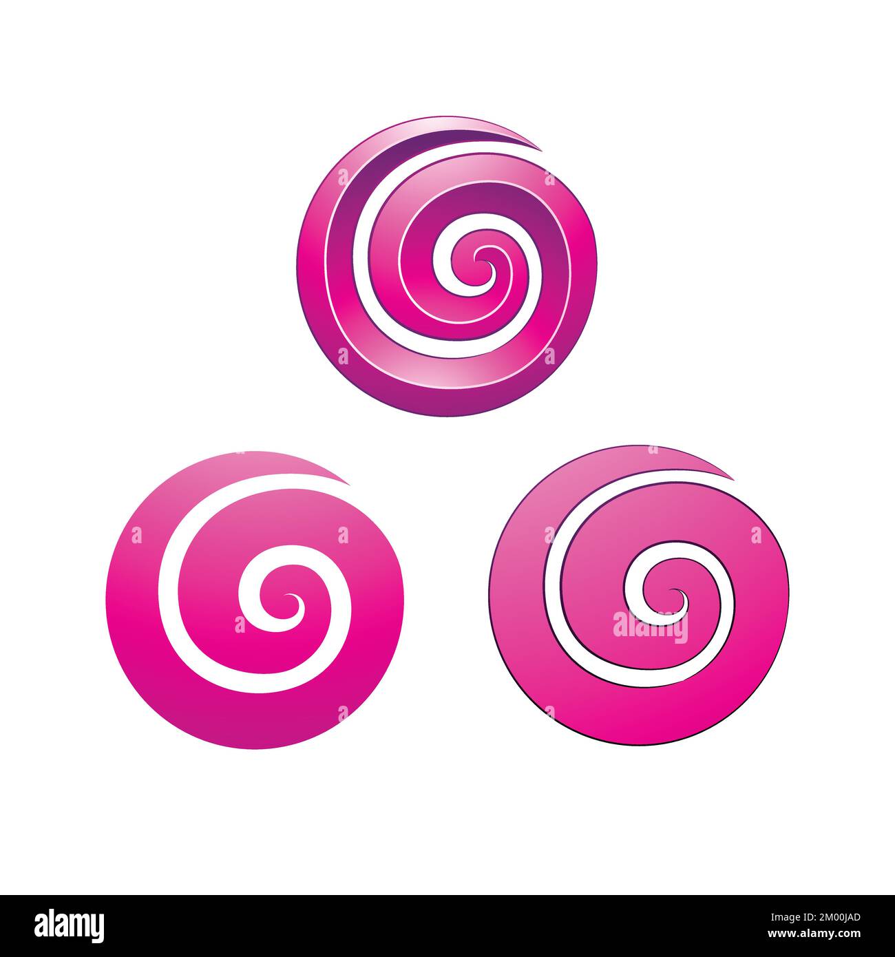 Illustration of Swirly Round Magenta Shapes isolated on a White ...