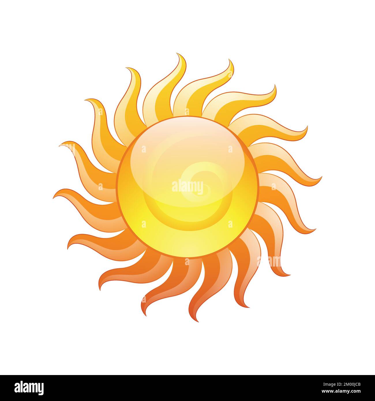 Illustration of Curvy and Glossy Yellow Sun Icon with a Spiral isolated ...