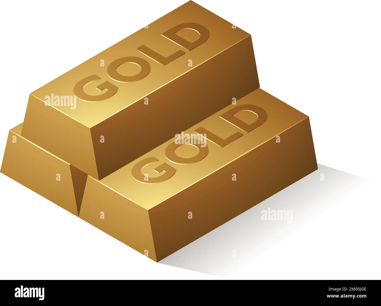 3 Gold Bars with Darker Embossed Text isolated on a White Background ...
