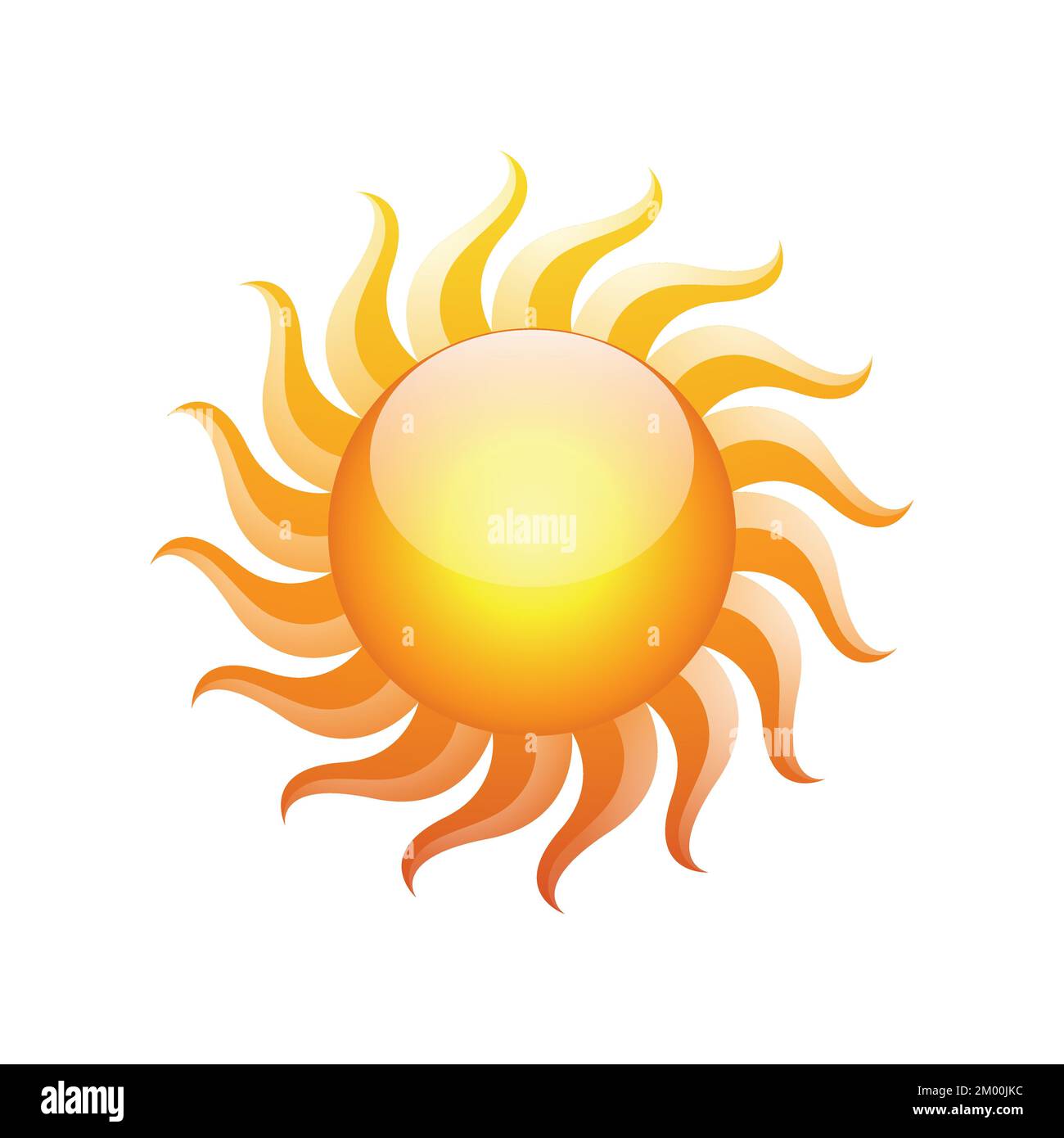 Illustration of Curvy and Glossy Yellow Sun Icon isolated on a White ...