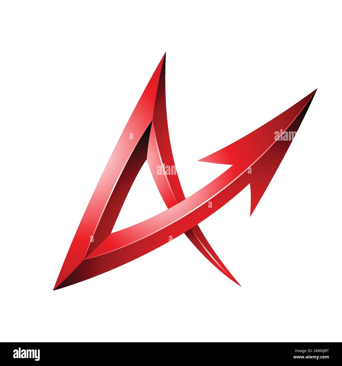 Illustration of Embossed Red Arrow Shaped Letter A isolated on a White ...