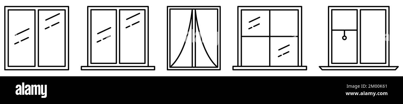 Set of window line icons. Vector illustration isolated on white ...