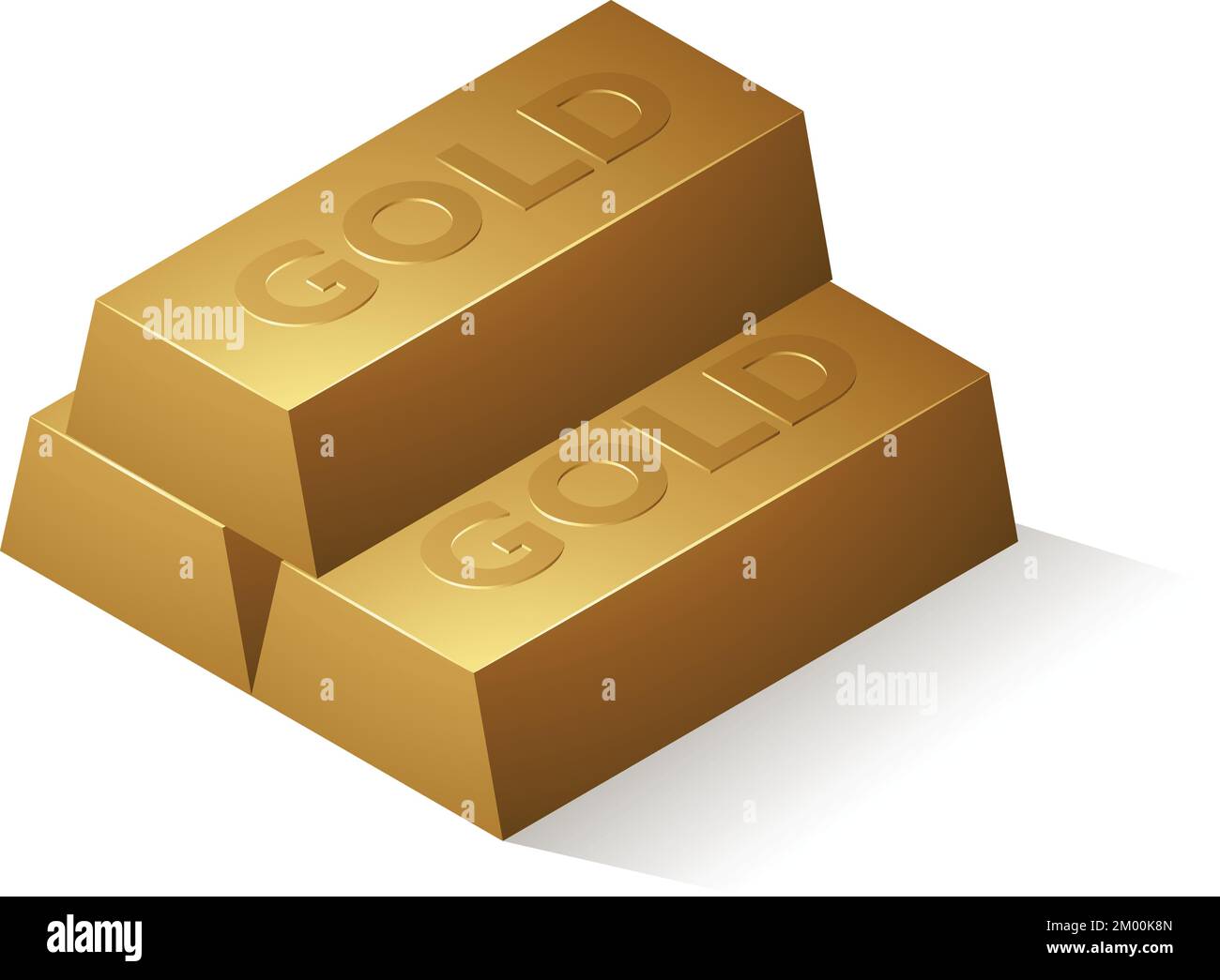 3 Gold Bars with Embossed Text isolated on a White Background Stock ...