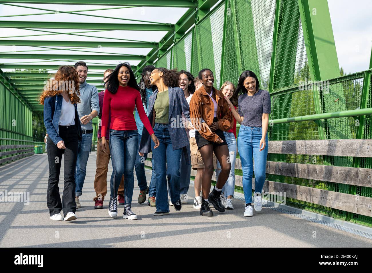 large group of people of Generation Z, young university students ...