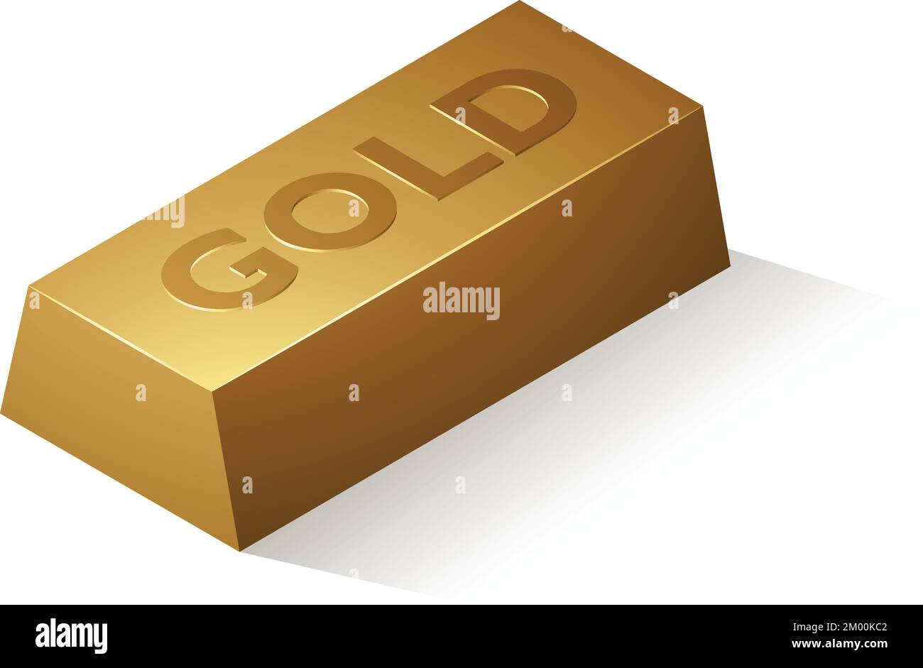Gold Bar with Darker Embossed Text isolated on a White Background Stock ...