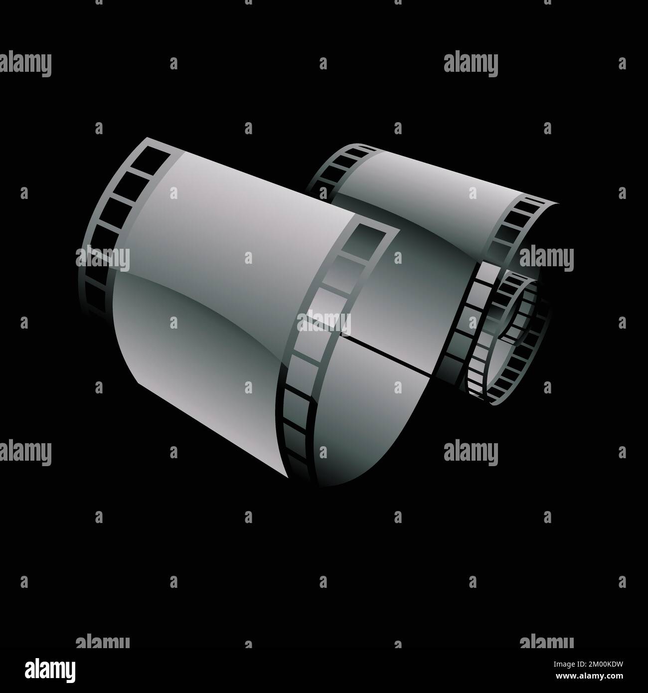 Grey Curly Film Strip on a Black Background Stock Vector Image & Art ...