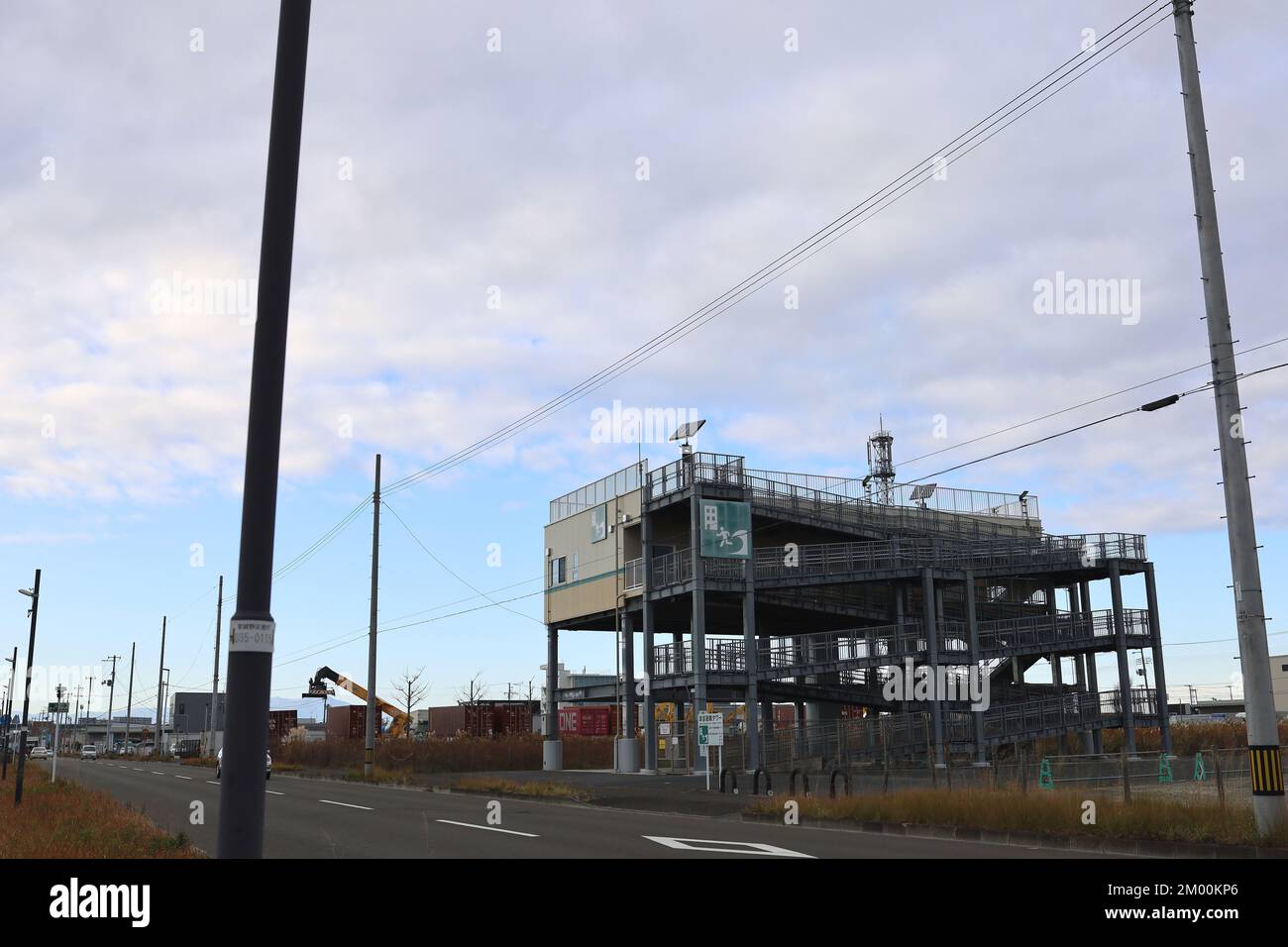 Sendai, Miyagi, Japan, December 2022.Nakano 5-chome Tsunami Evacuation ...