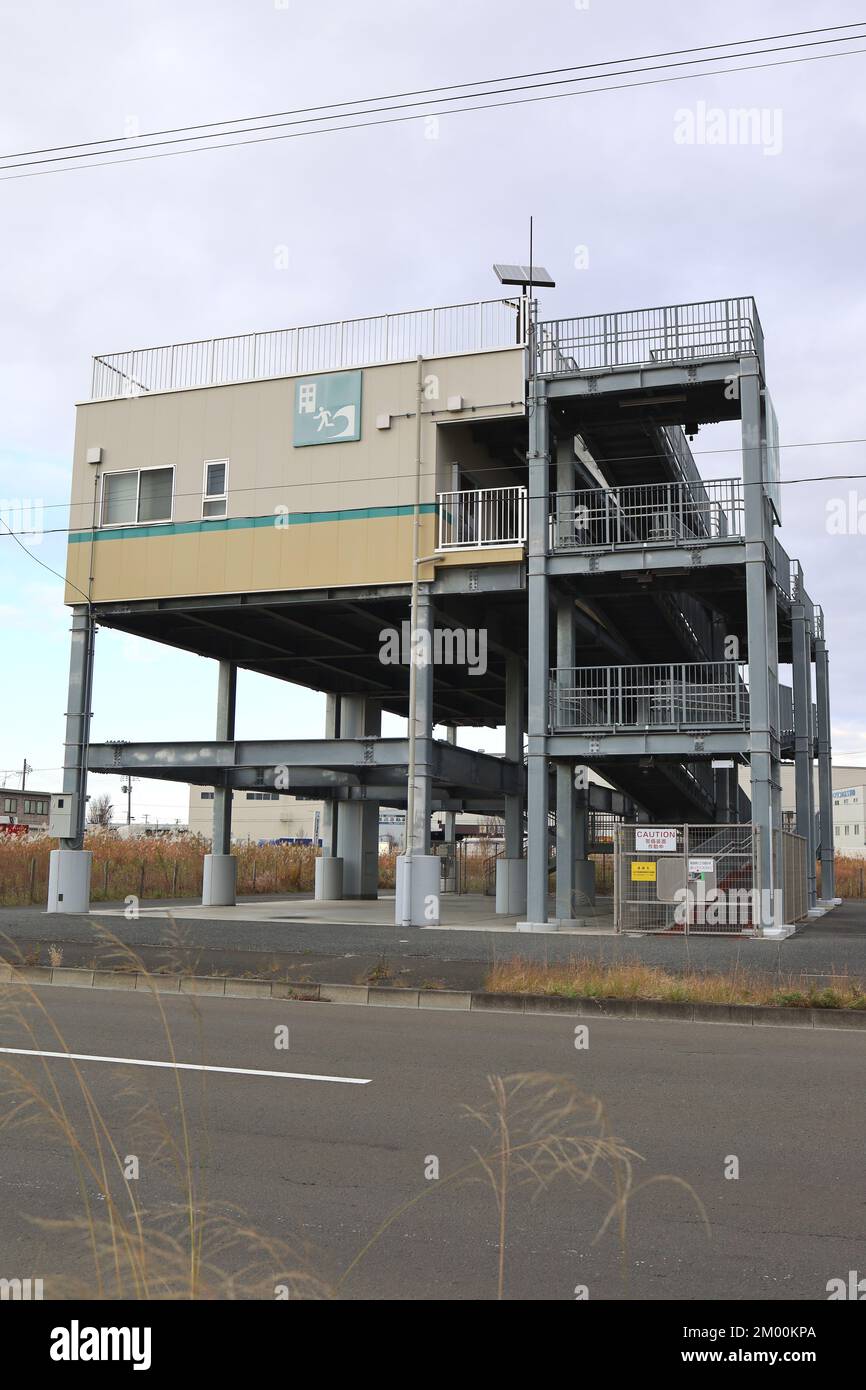 Sendai, Miyagi, Japan, December 2022.Nakano 5-chome Tsunami Evacuation ...