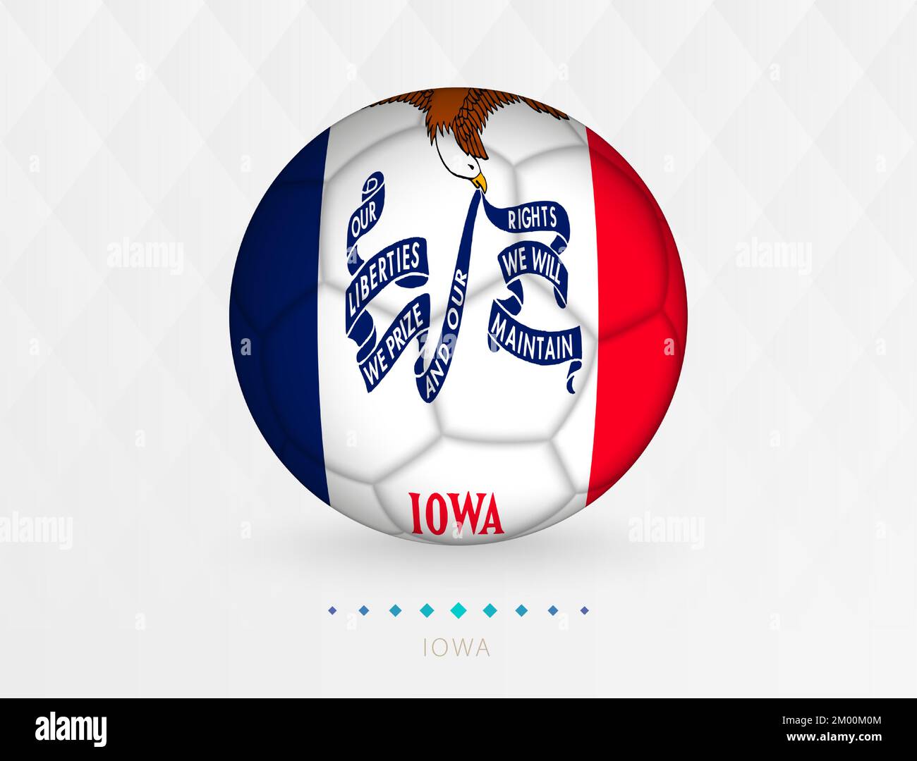 Football ball with Iowa flag pattern, soccer ball with flag of Iowa ...