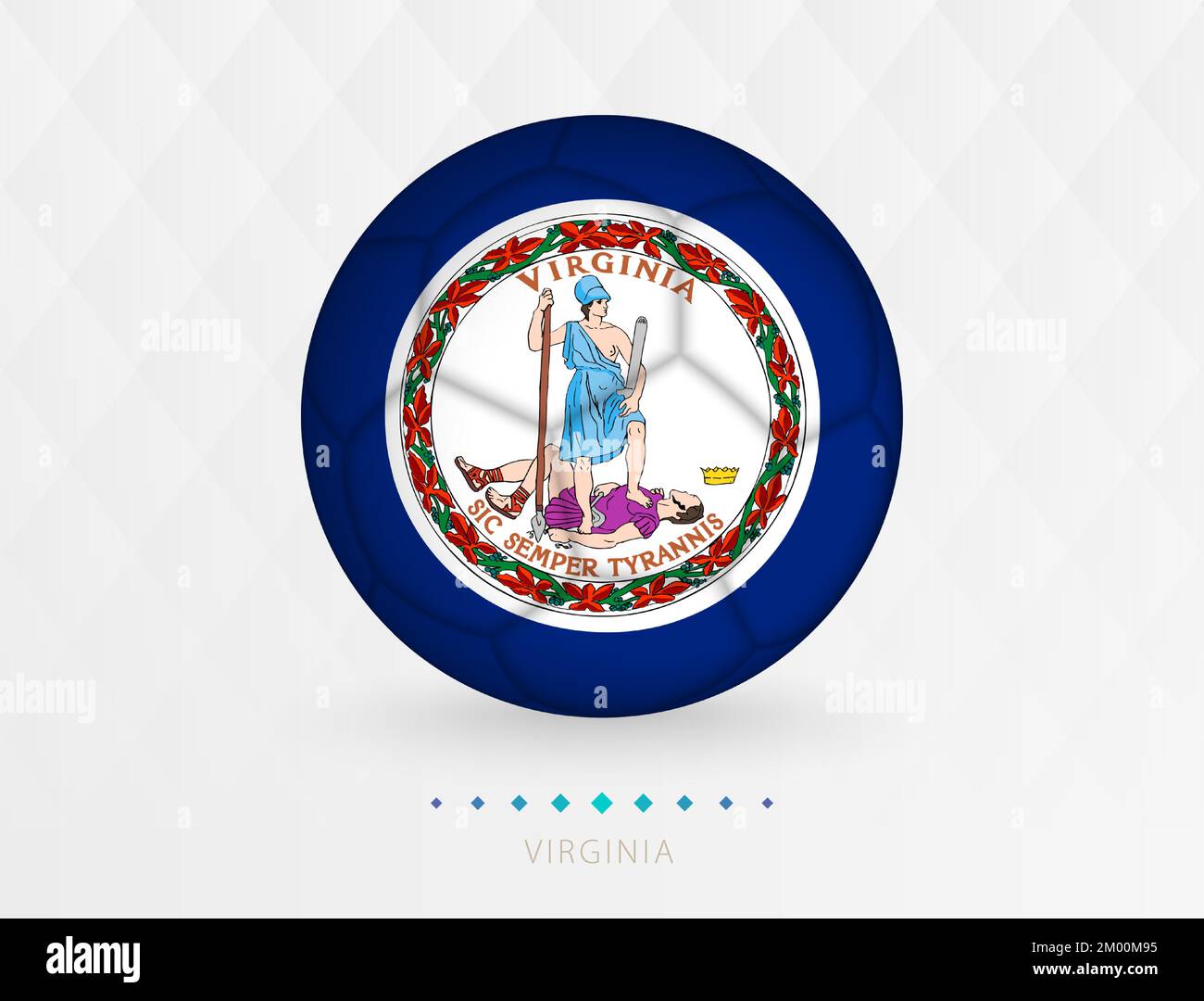 Football ball with Virginia flag pattern, soccer ball with flag of ...